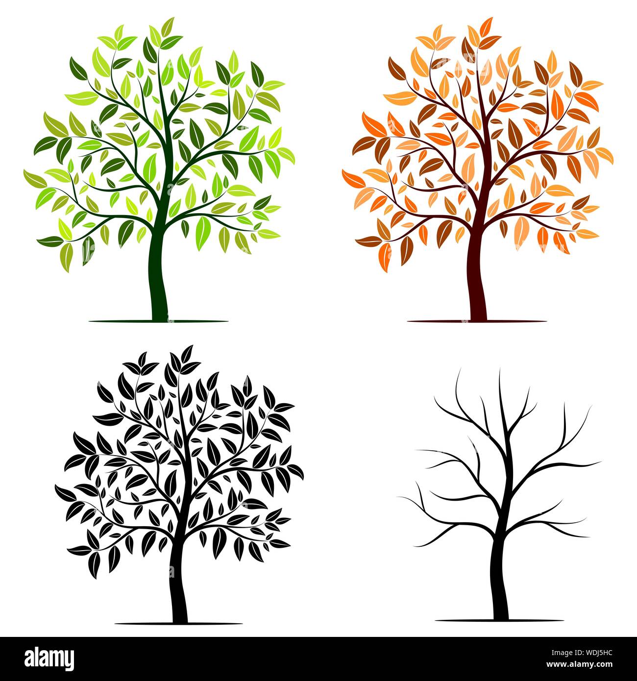 Vector season background tree Cut Out Stock Images & Pictures - Alamy