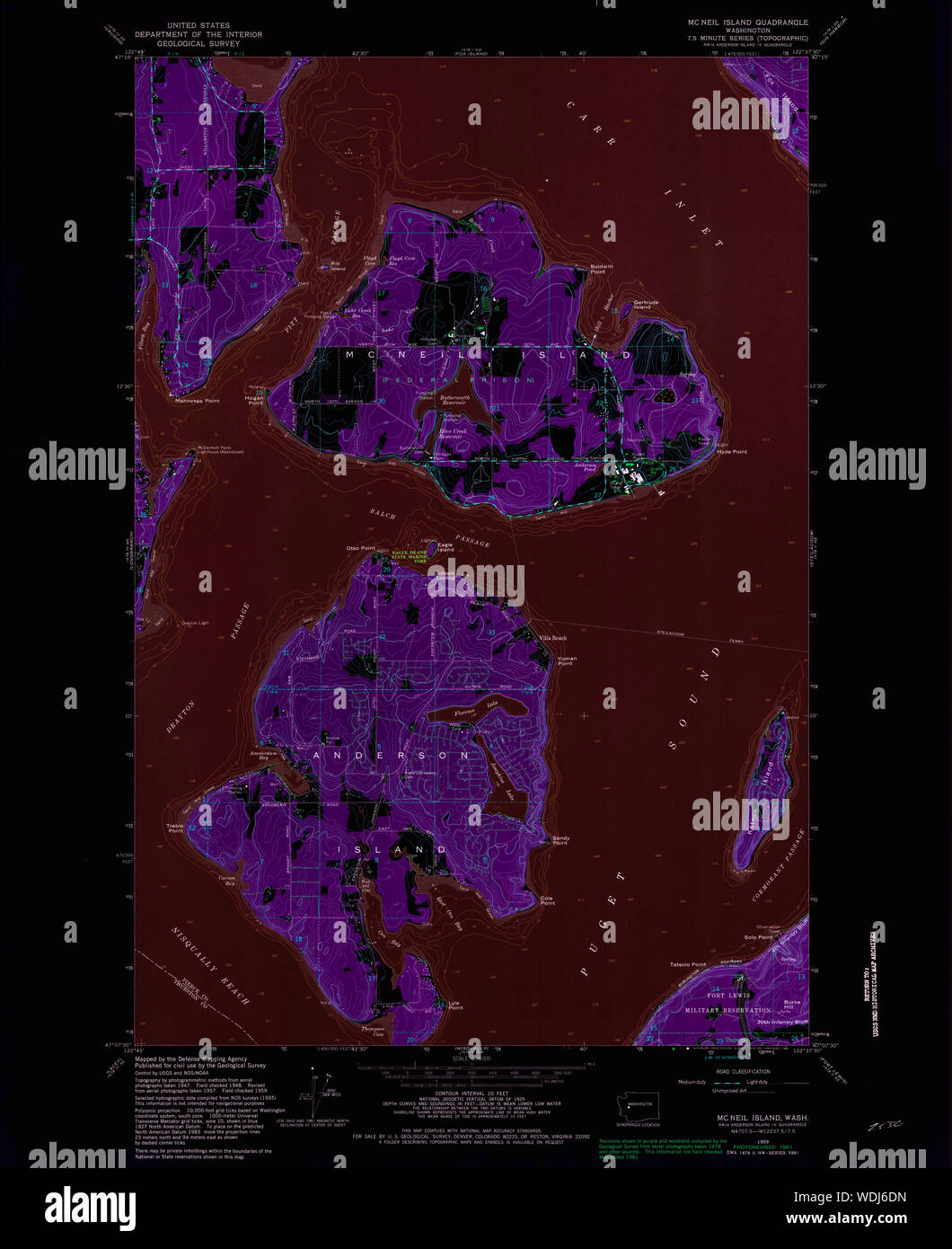 USGS Topo Map Washington State WA Mc Neil Island 242256 1959 24000 ...