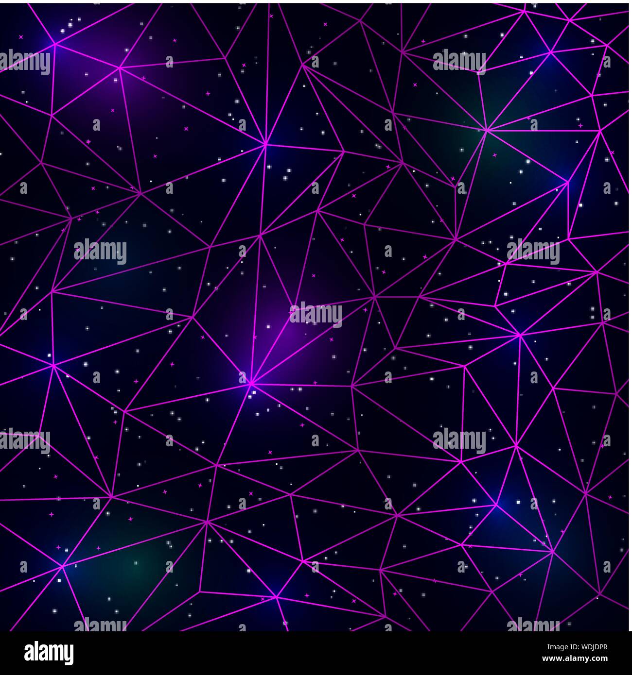 Retrowave synthwave vaporwave illustration of polygonal pink lines grid ...