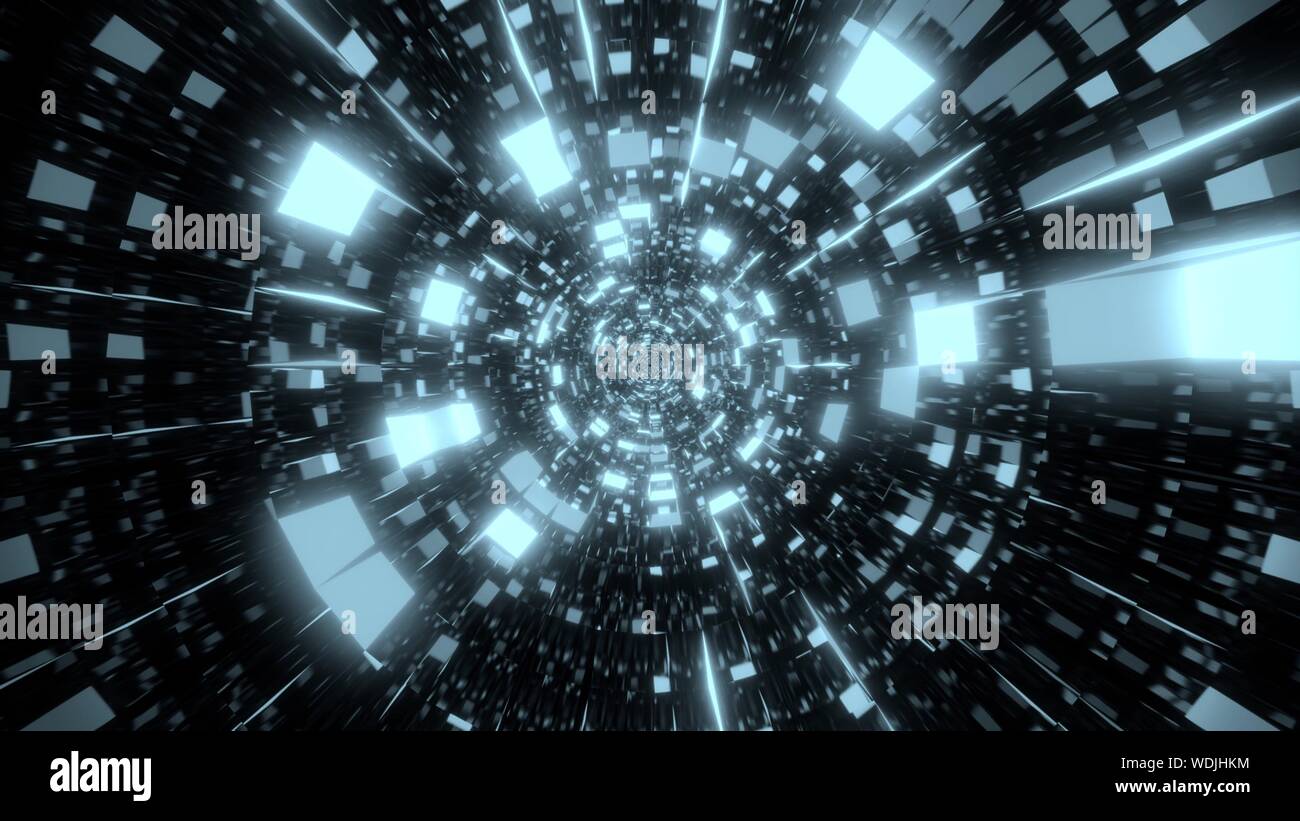 abstract glowing and reflective pattern tunnel design 3d illustration ...