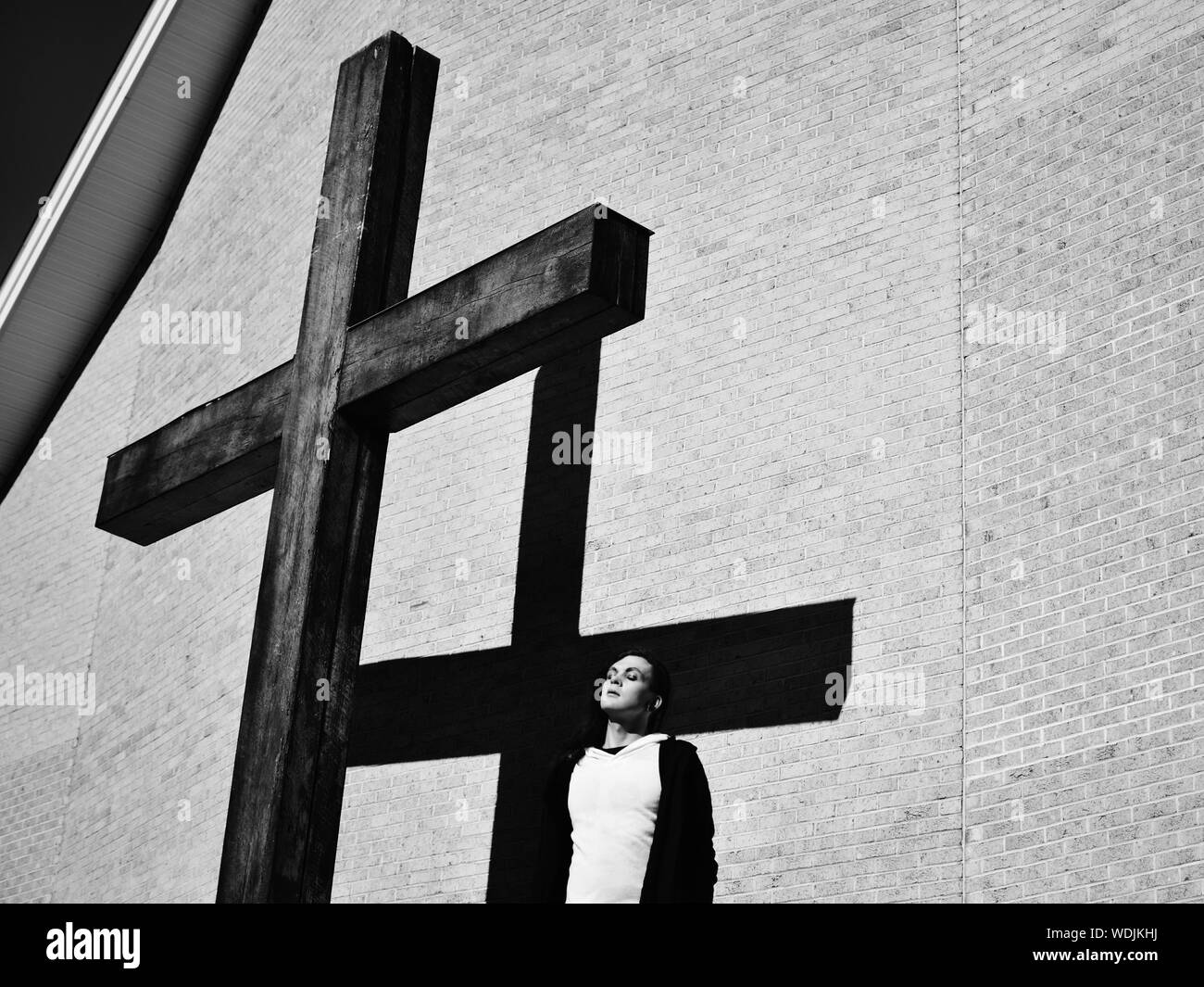 Exterior outside people person building architecture Black and White ...