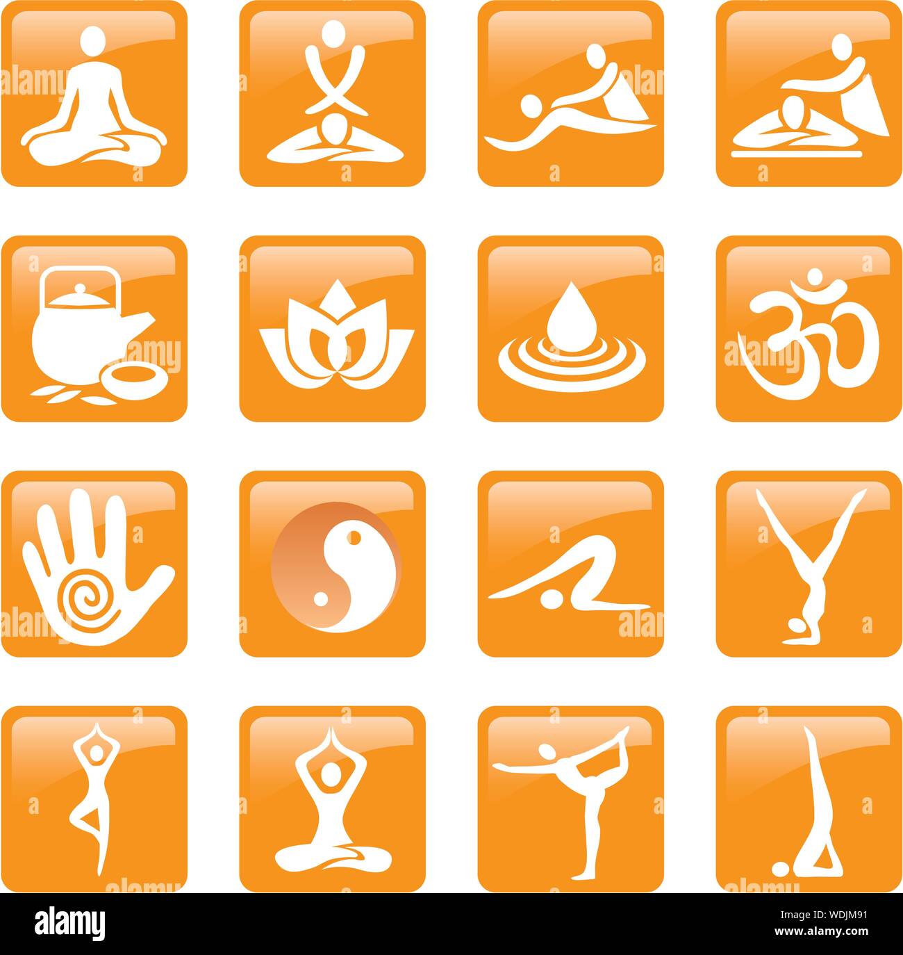 Yoga spa massage buttons icons. Isolated on white background. Vector ...