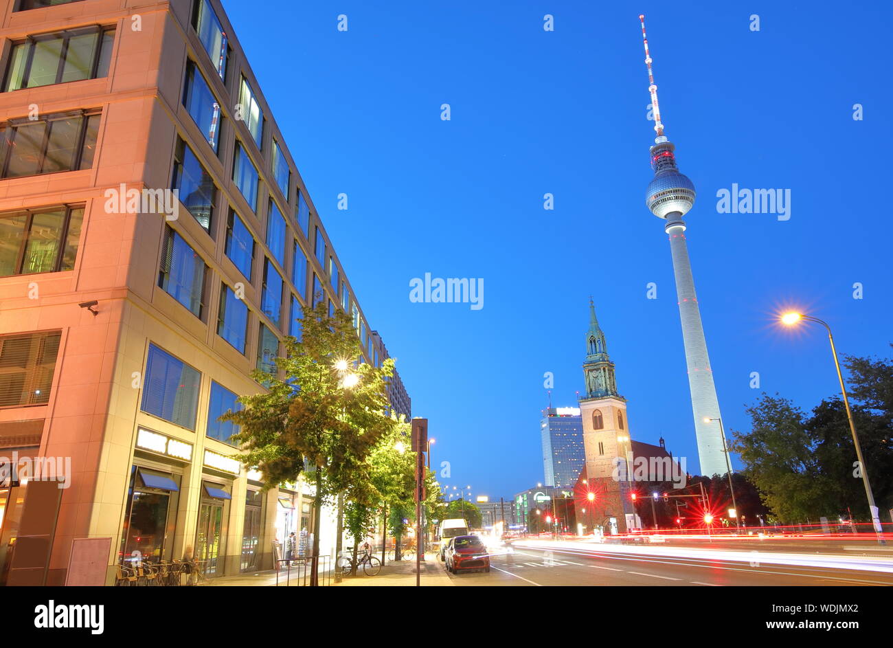 Berlin downtown Mitte night cityscape Germany Stock Photo - Alamy
