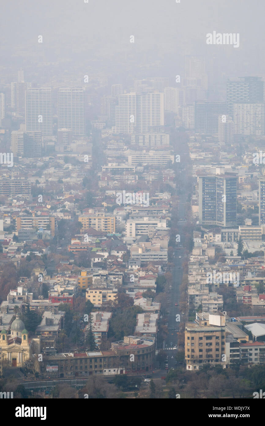 High levels of air pollution over Santiago, Chile Stock Photo - Alamy