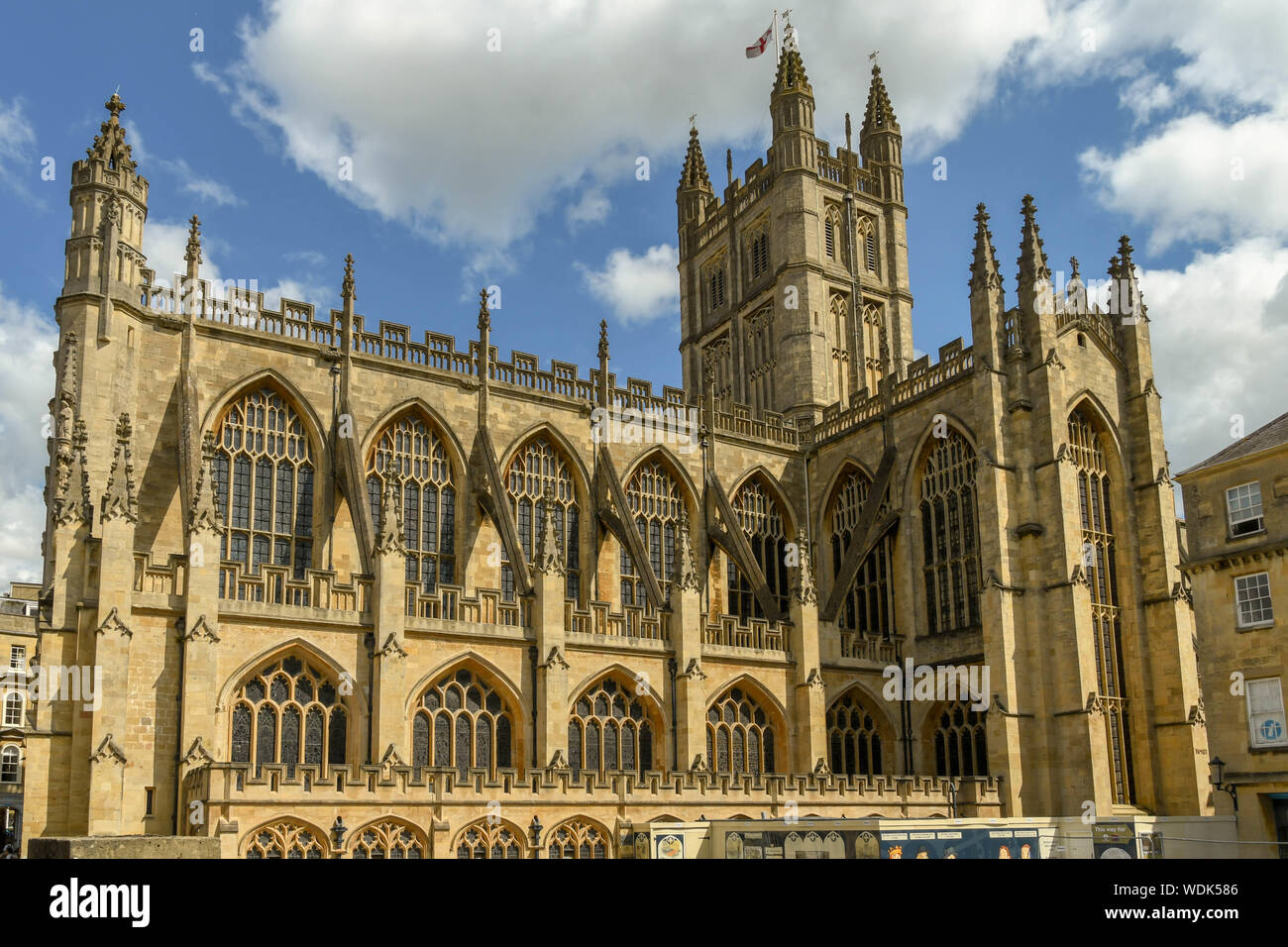 BATH, ENGLAND - JULY 2019: Exterior view of Bath Abbey, an Anglican ...