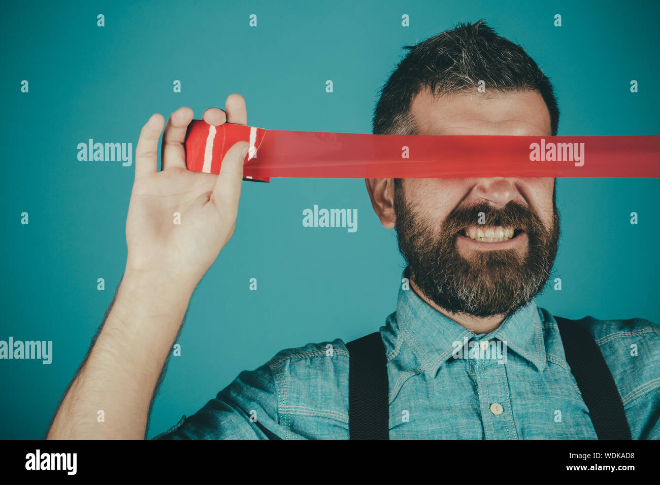 Mind control and propaganda. censorship. Brutal bearded male. Concept ...