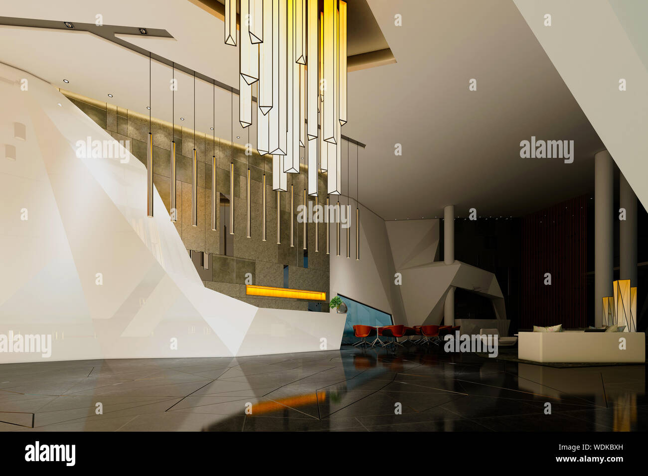 3d render of luxury hotel reception hall Stock Photo - Alamy