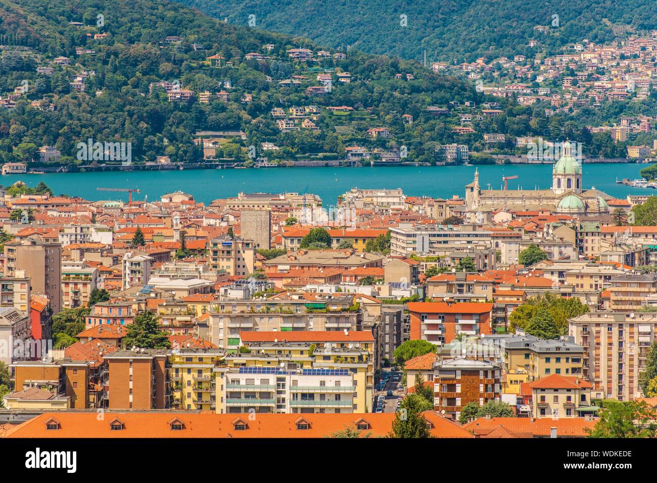City of Como Panorama. Northern Italy. Summer Season at the Lake Como ...