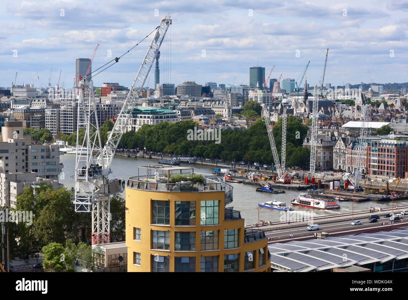 London, UK - 29 August 2019: The view west from the 10th floor viewing ...