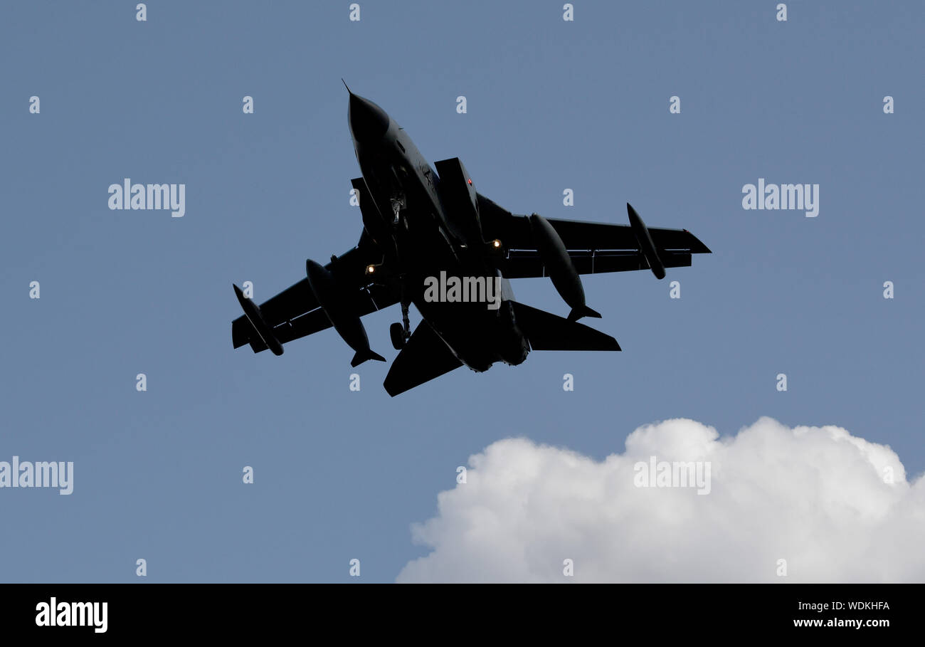 20 August 2019, Schleswig-Holstein, Jagel: A tornado fighter jet lands ...