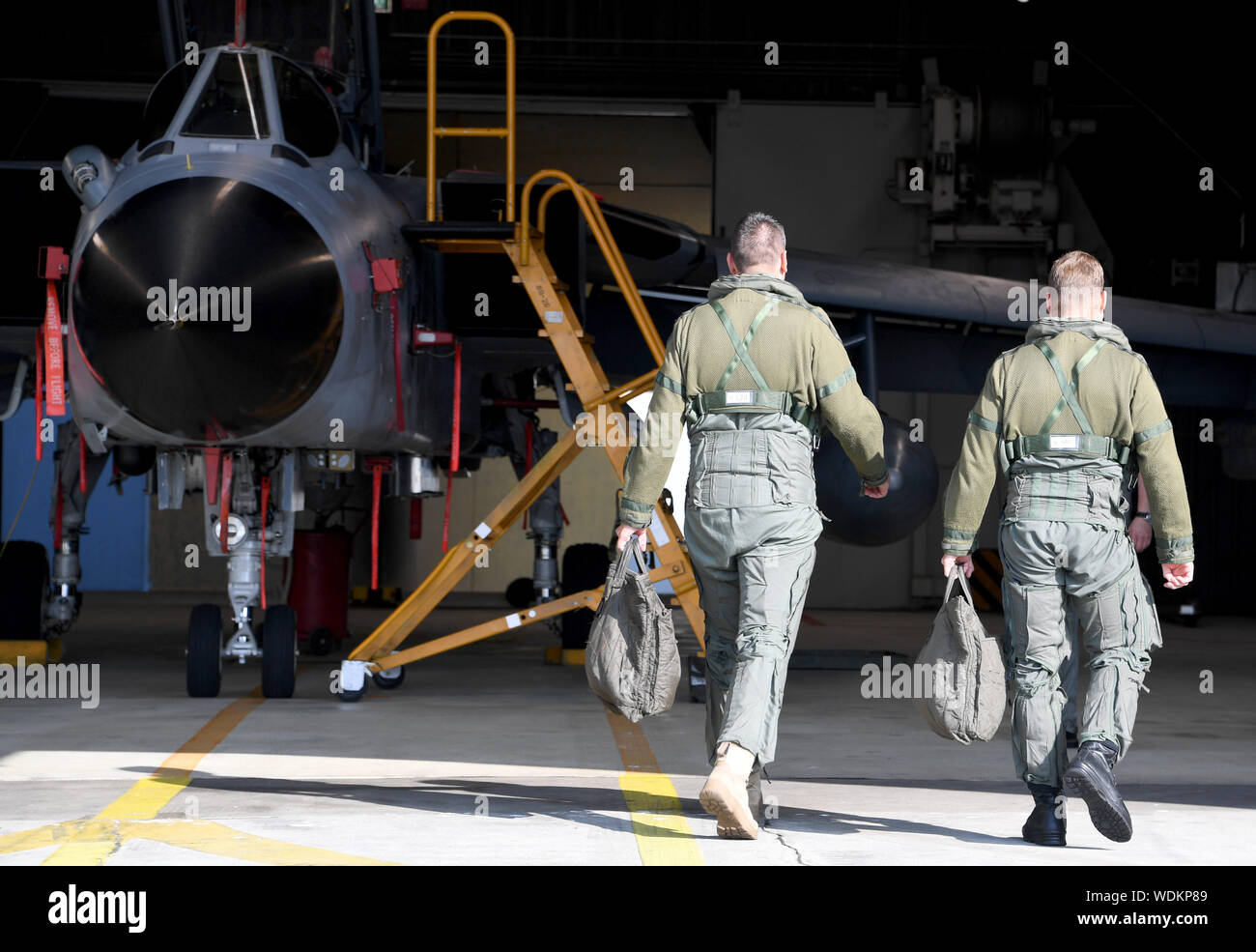 Jagel, Germany. 20th Aug, 2019. Pilots go to a tornado. In 2017 the ...