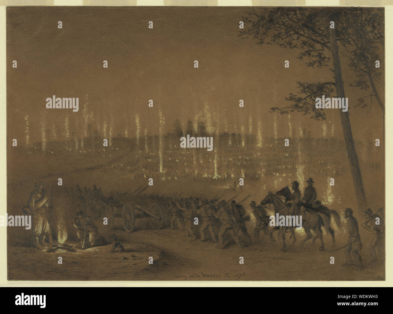 Going into bivouac at night / Edwin Forbes. Abstract/medium: 1 drawing ...