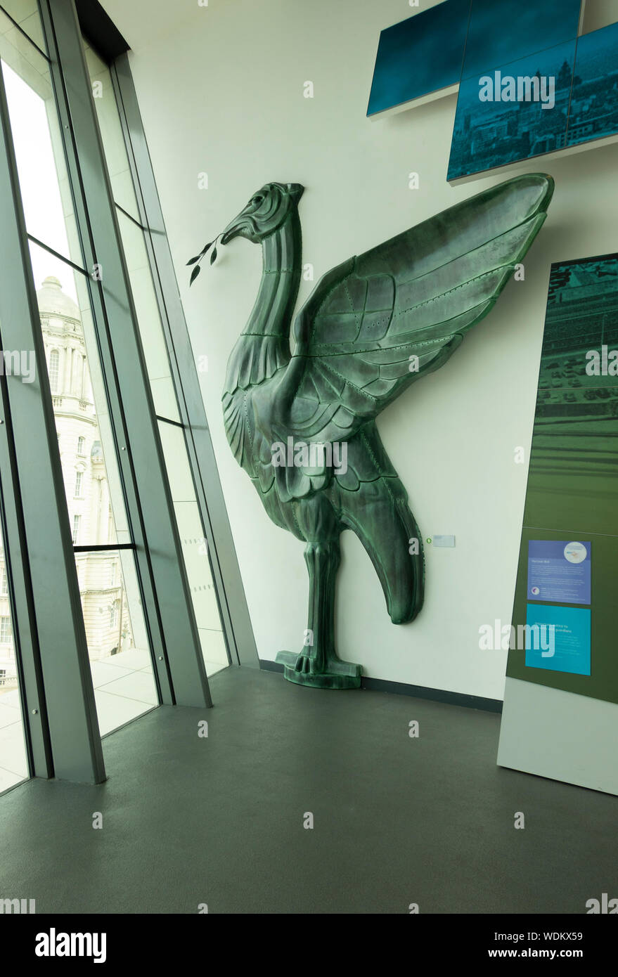 Liver bird bas-relief sculpture in Museum of Liverpool Stock Photo - Alamy