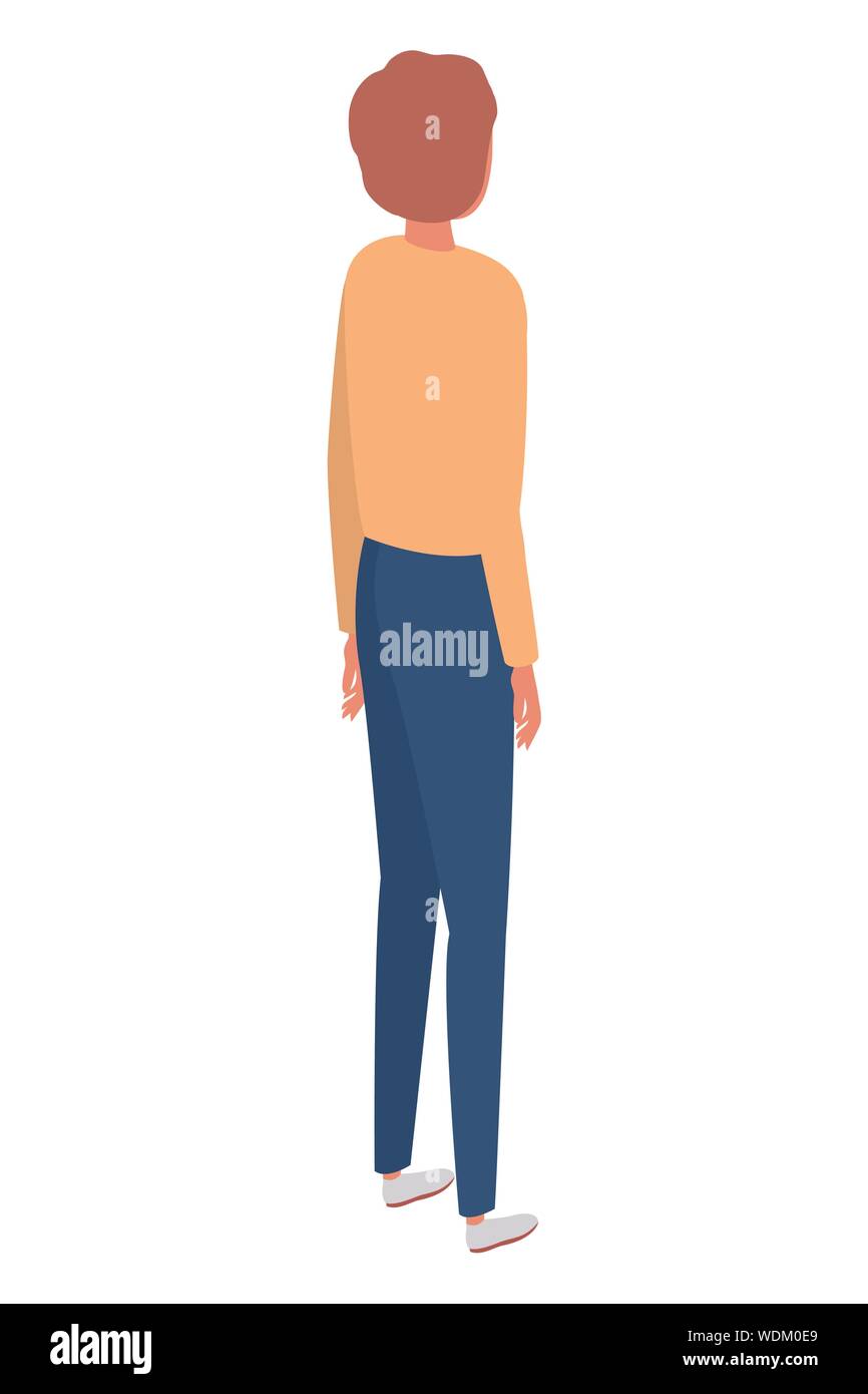young man of back position on white background Stock Vector Image & Art ...