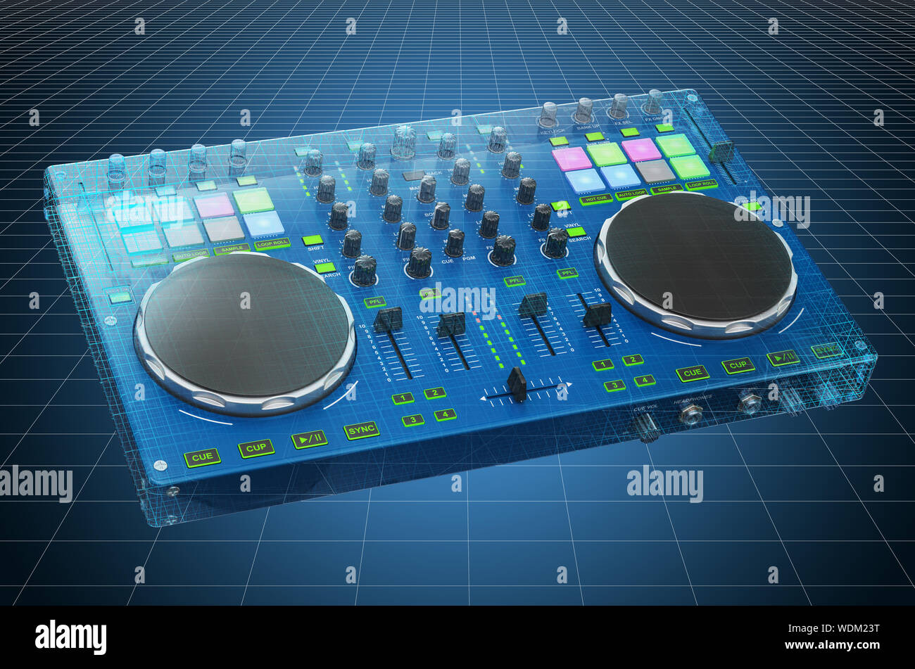 Visualization 3d cad model of DJ console, blueprint. 3D rendering Stock ...