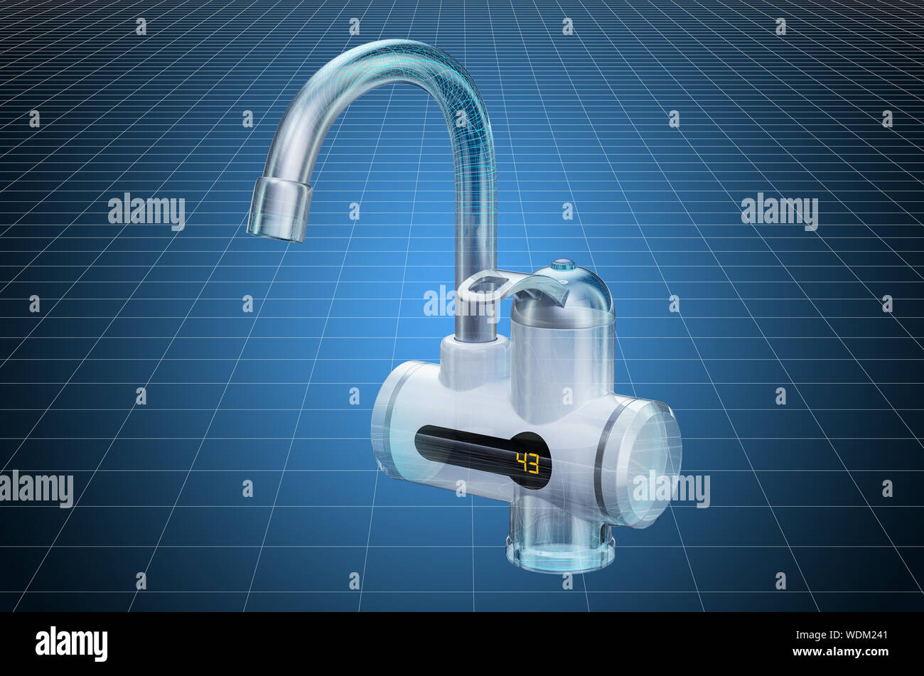 Visualization 3d cad model of instant electric hot water heater ...