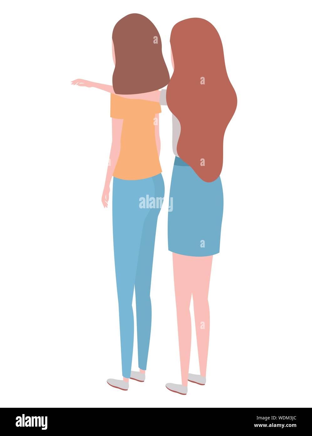 young women of back position on white background Stock Vector Image ...