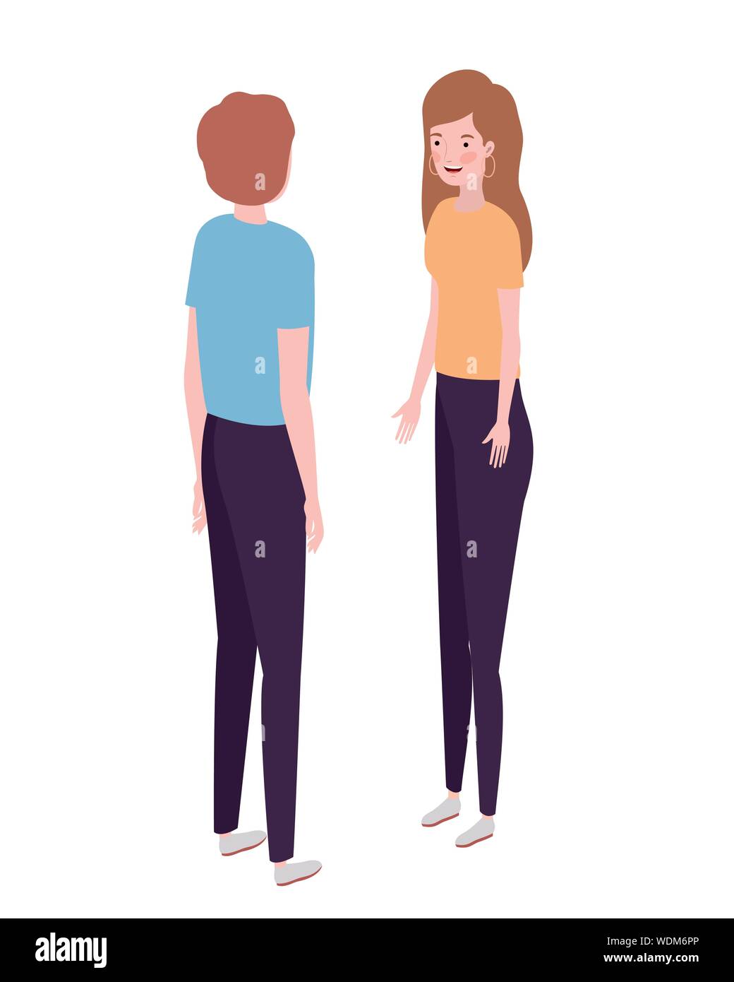 Two people standing back to back Stock Vector Images - Alamy
