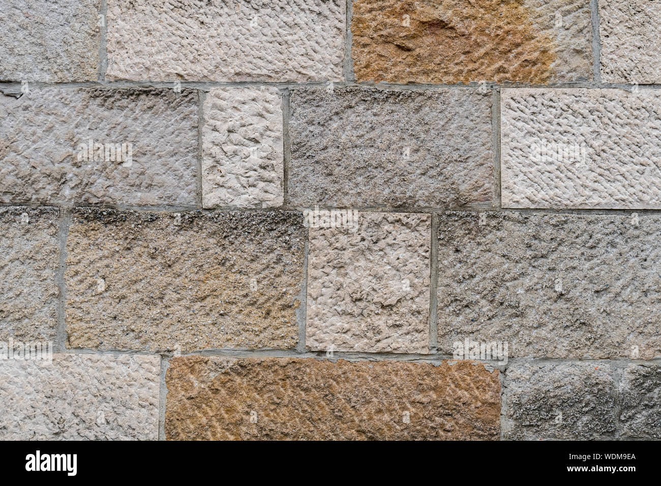 Closeup view of old concrete block wall background. Texture Stock Photo ...