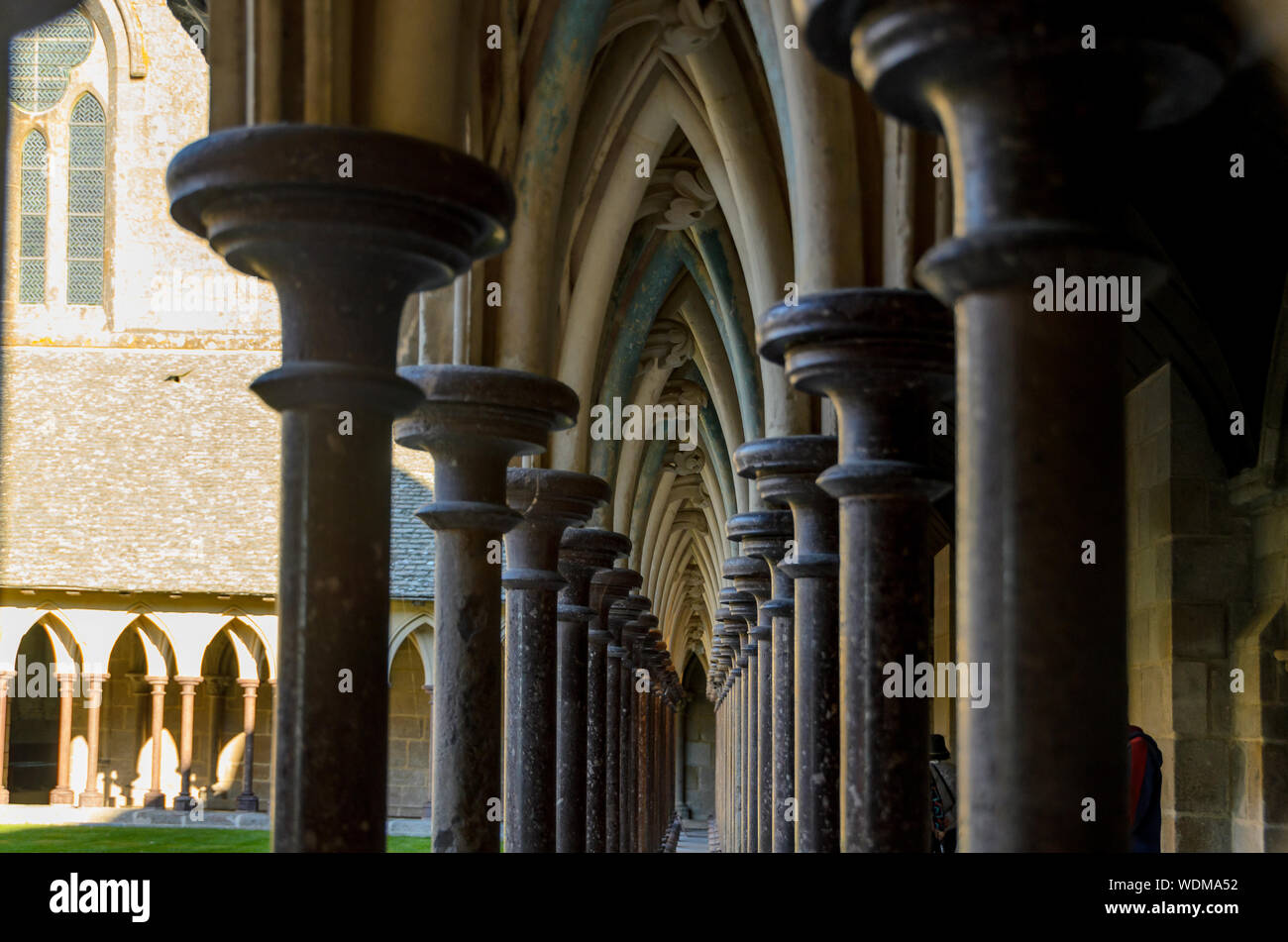 Row of columns in Mont Saint Michel Stock Photo - Alamy