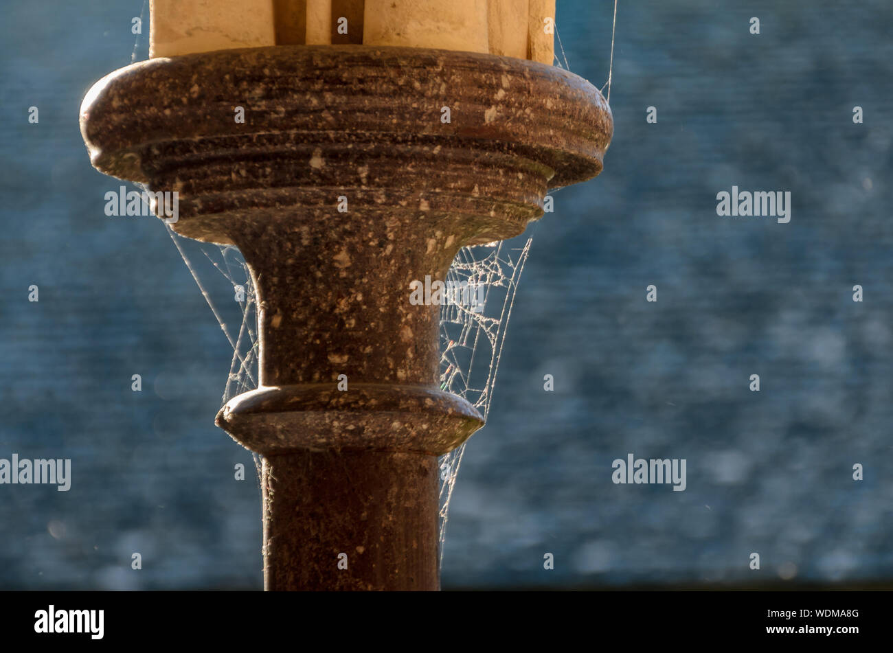 Detail of columns with spider web in Mont Saint Michael Stock Photo - Alamy
