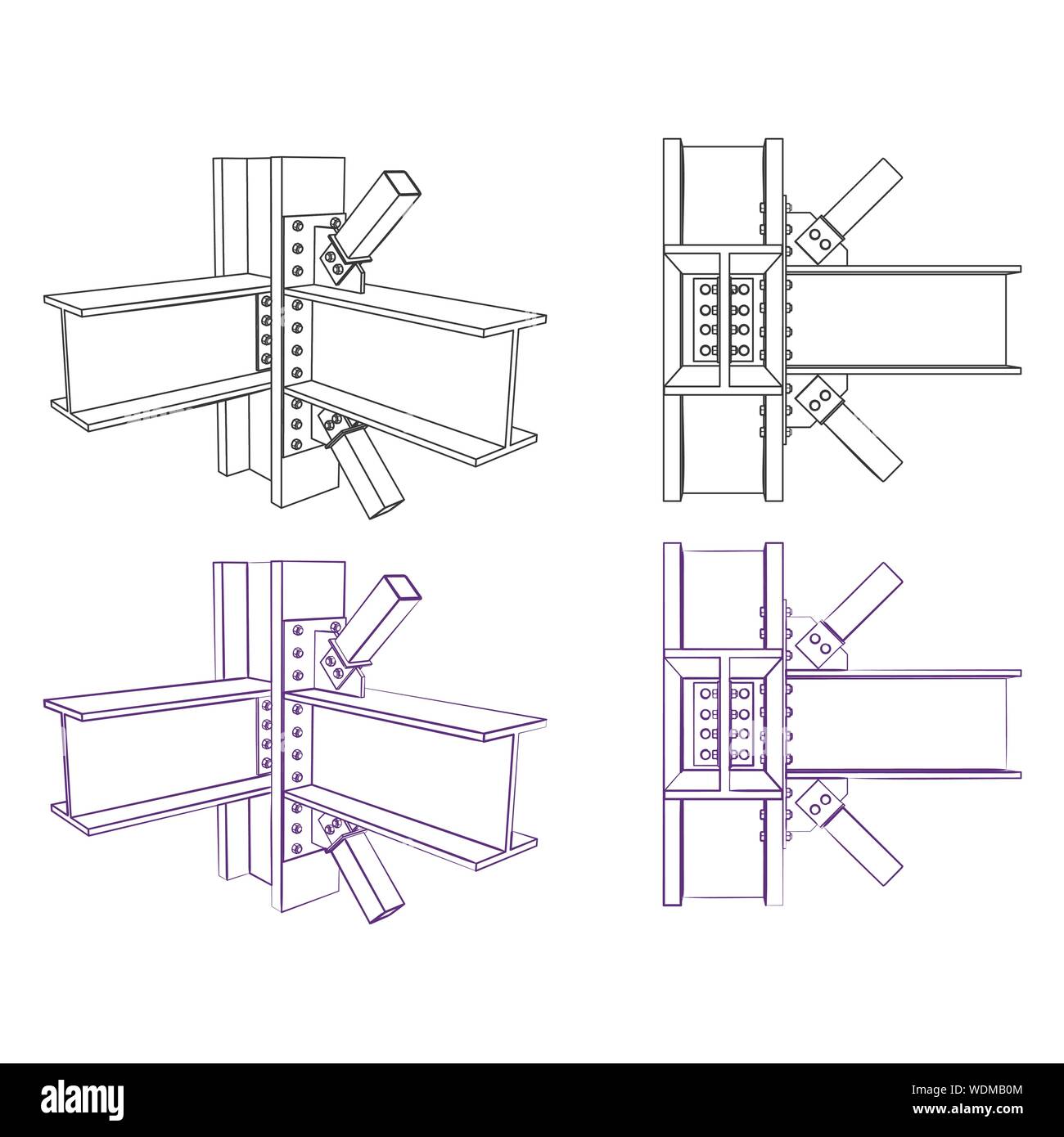 Steel section Connections outline Stock Vector Image & Art - Alamy