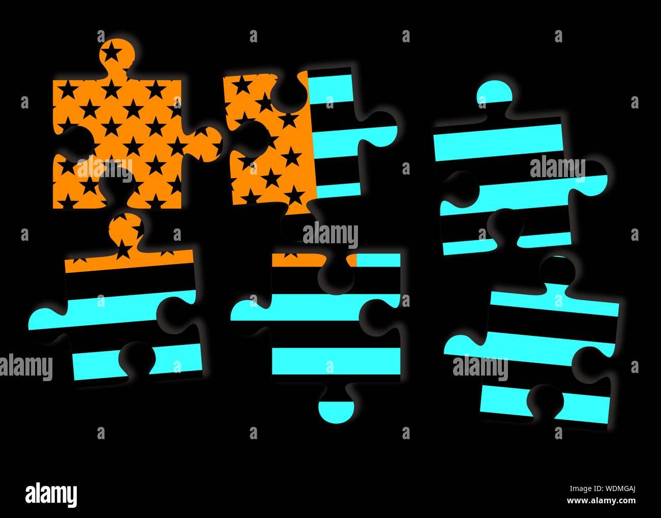 Jigsaw puzzle piece usa flag hi-res stock photography and images - Alamy