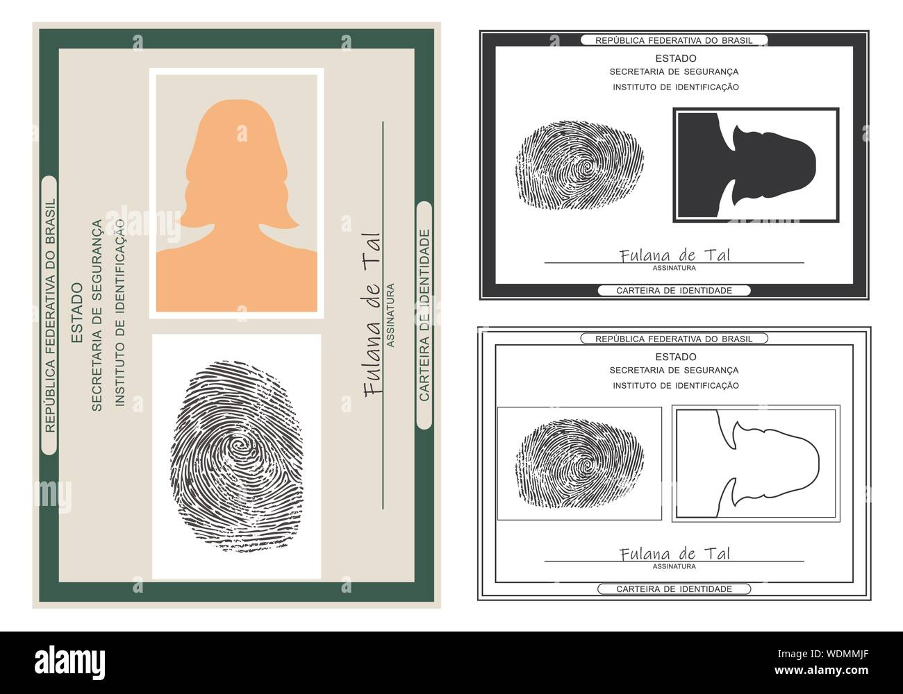 ID card. Only graphical representation without scale or precision of ...