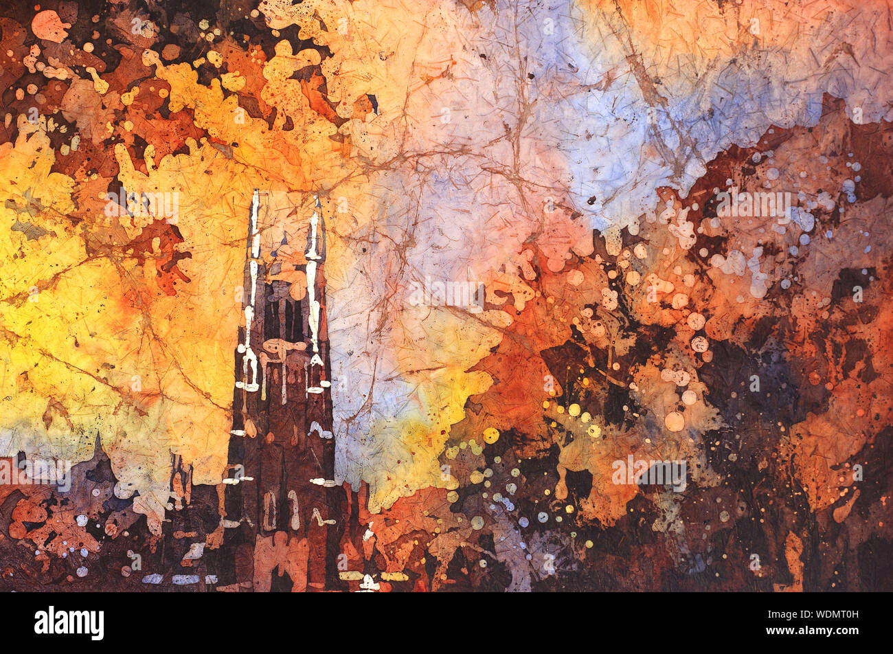 Watercolor painting of Duke Chapel on the Duke University campus ...