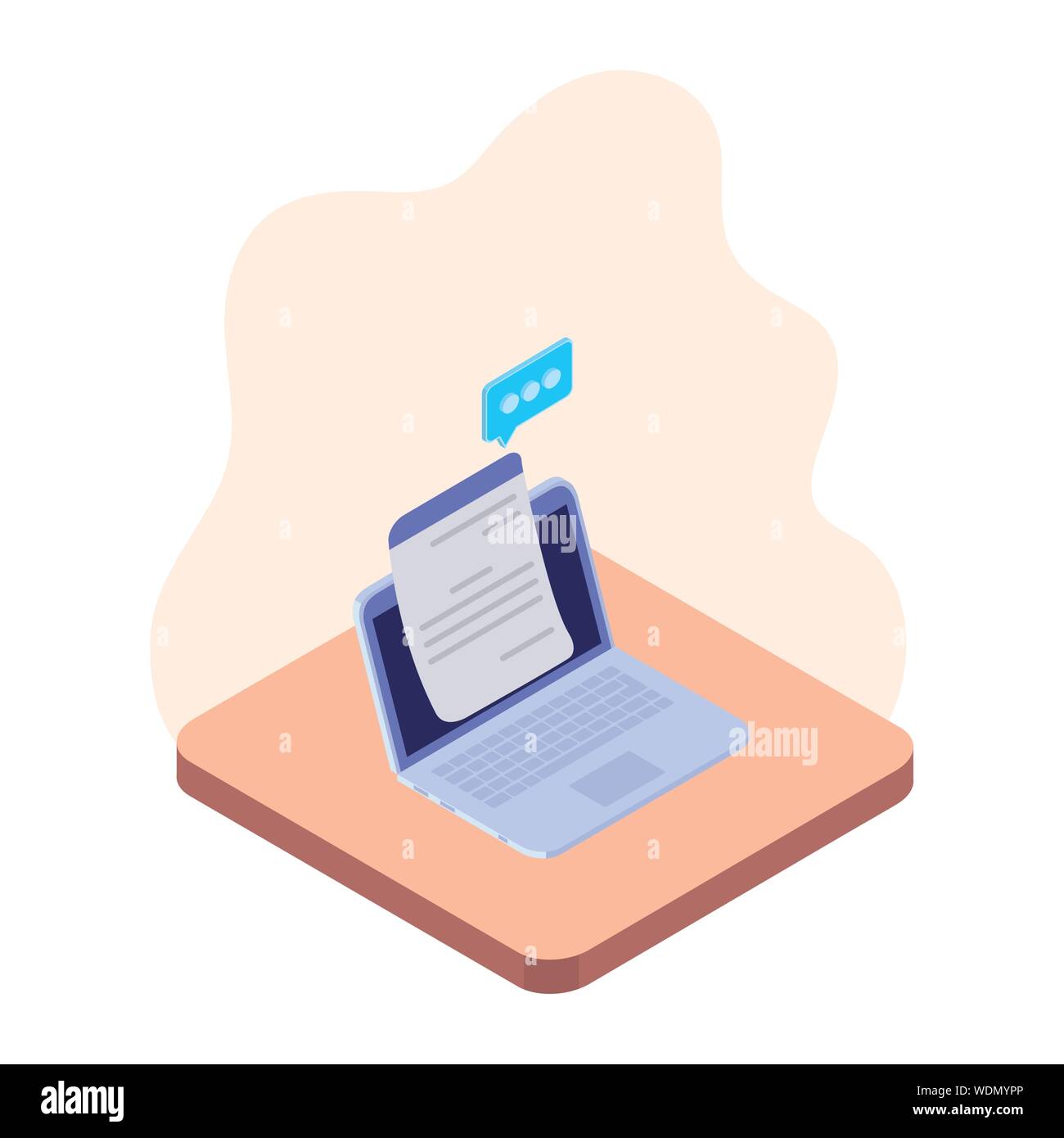 laptop with email notifications on white background Stock Vector Image ...