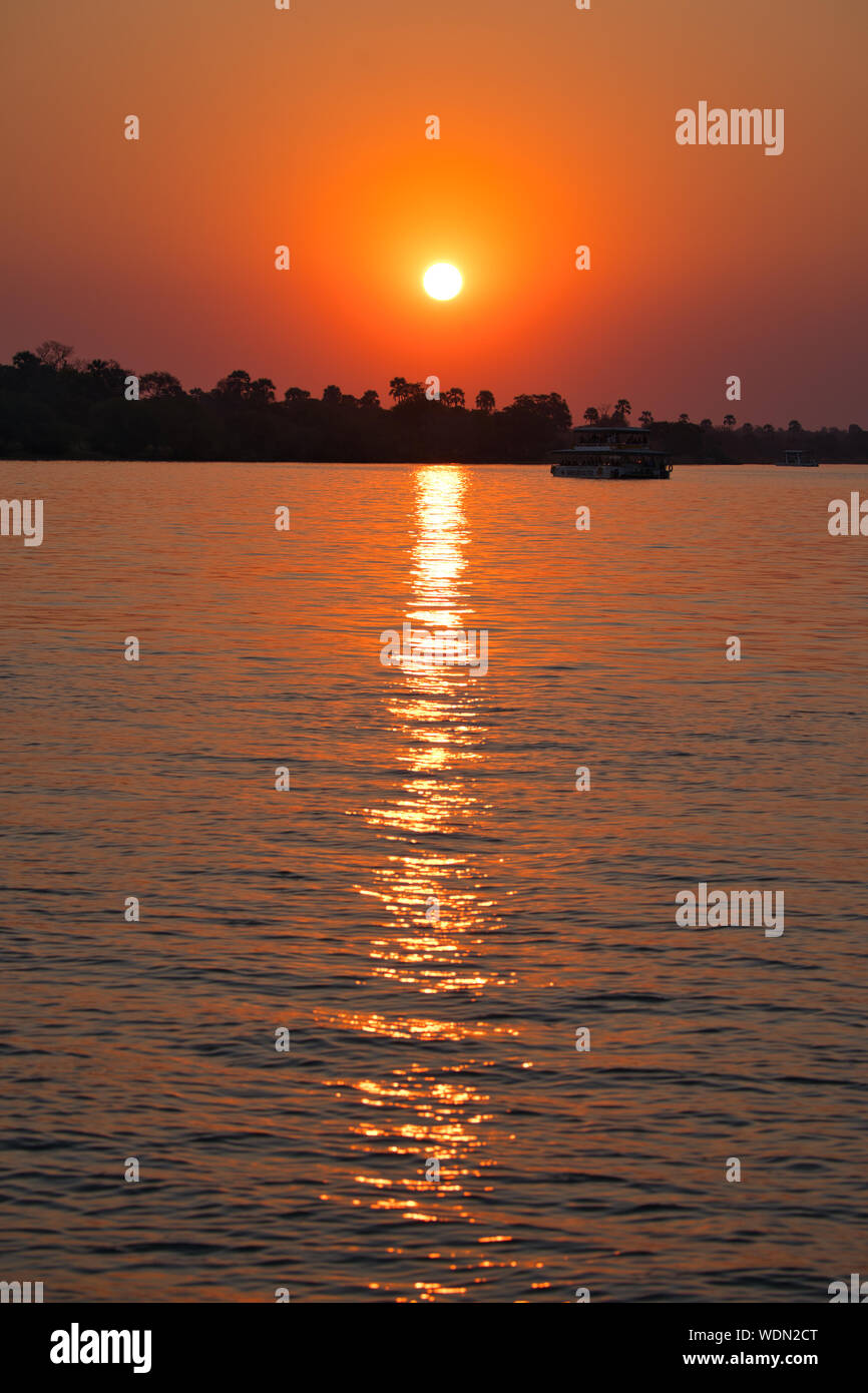 Zambezi river sunset, Zimbabwe, Africa Stock Photo - Alamy