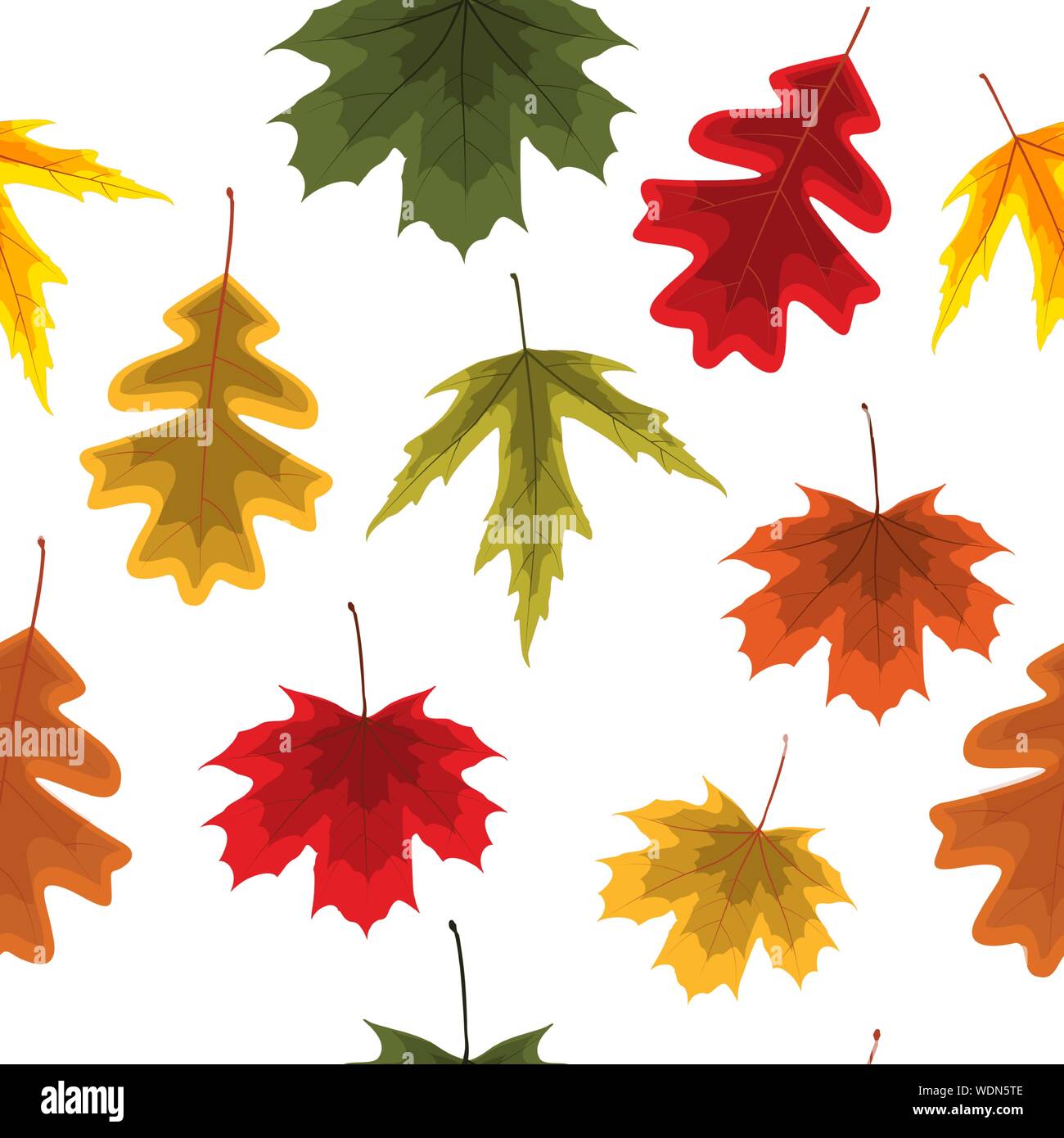 Autumn Leaves Seamless Pattern Background Vector Illustration Stock