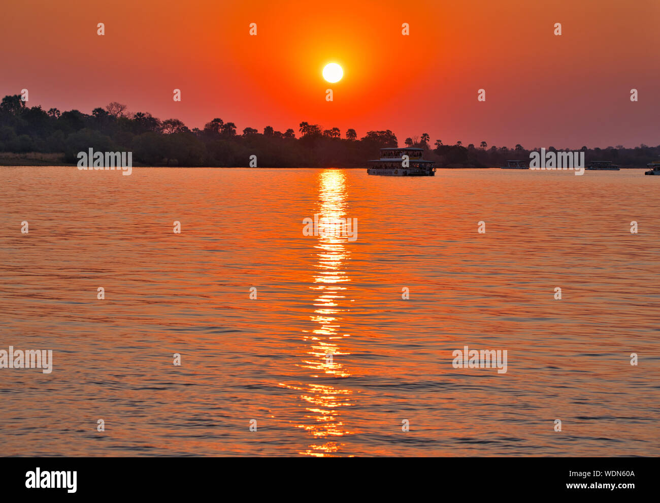Zambezi river sunset, Zimbabwe, Africa Stock Photo - Alamy