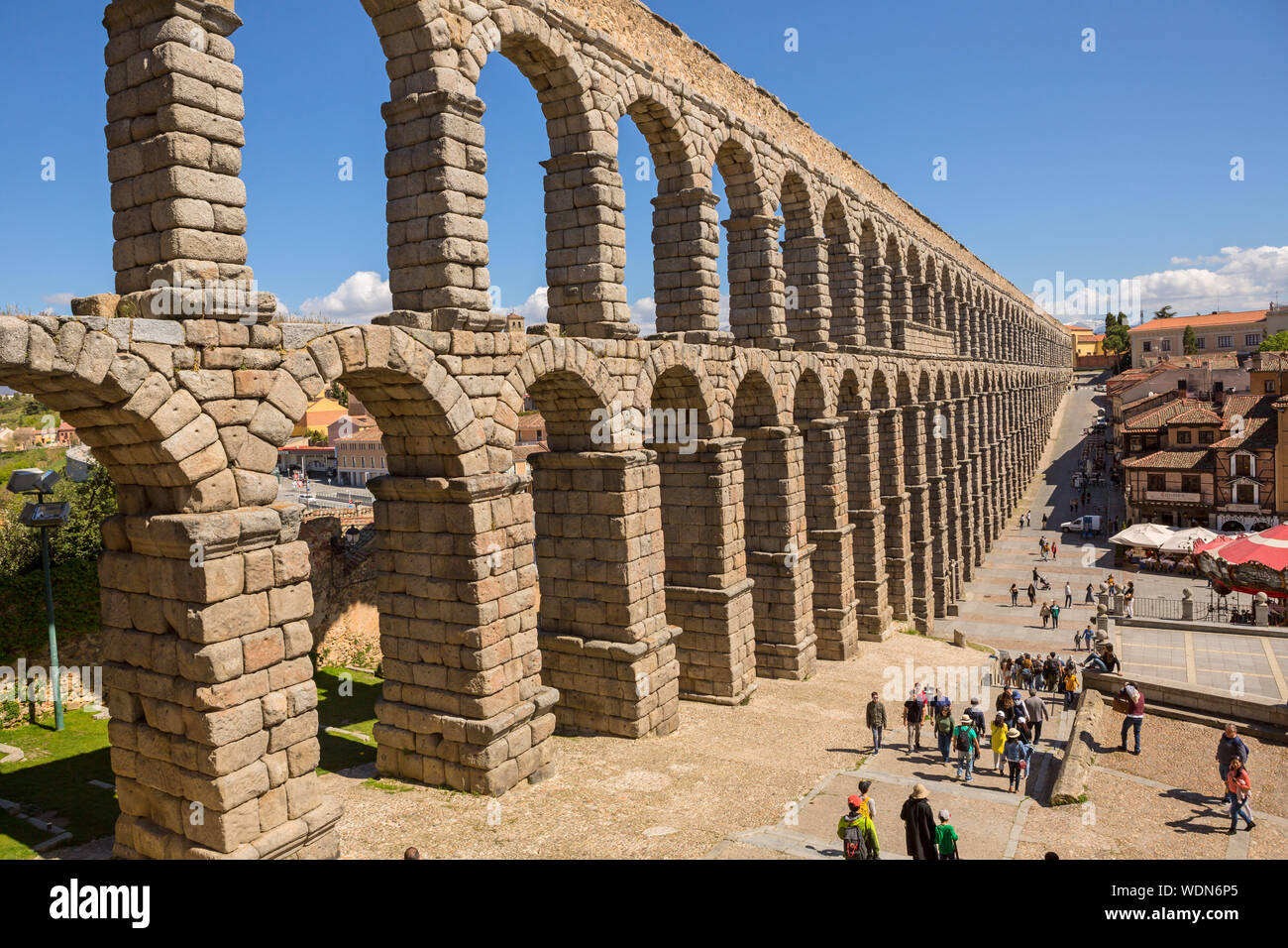 SEGOVIA, SPAIN - April 27, 2019: Landscape of Roman Aqueduct, the ...