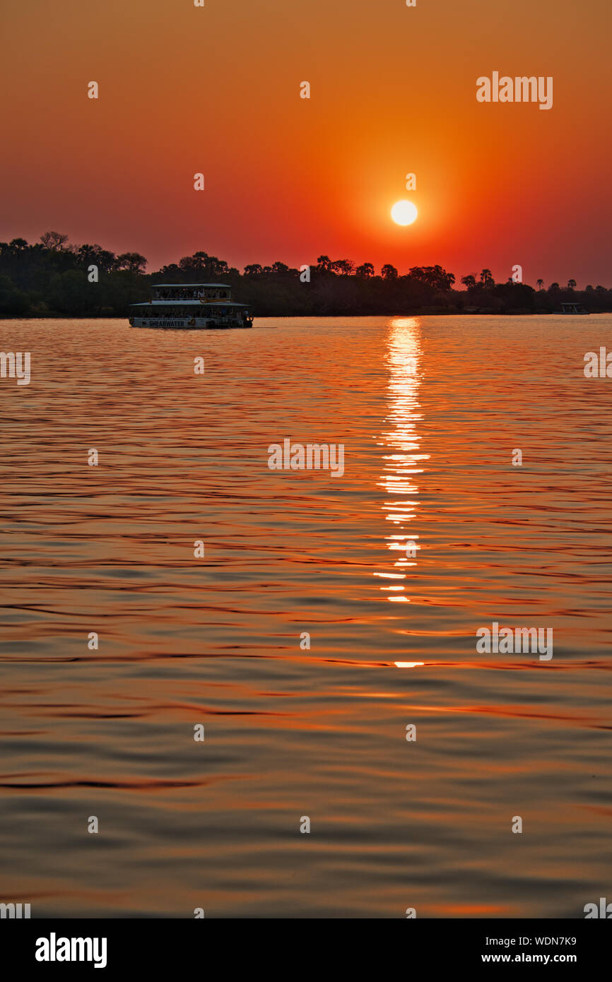 Zambezi river sunset, Zimbabwe, Africa Stock Photo - Alamy