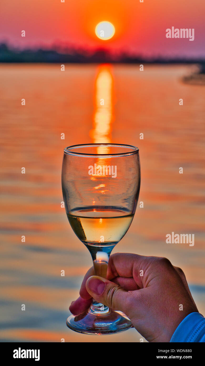 Zambezi river sunset, Zimbabwe, Africa Stock Photo - Alamy