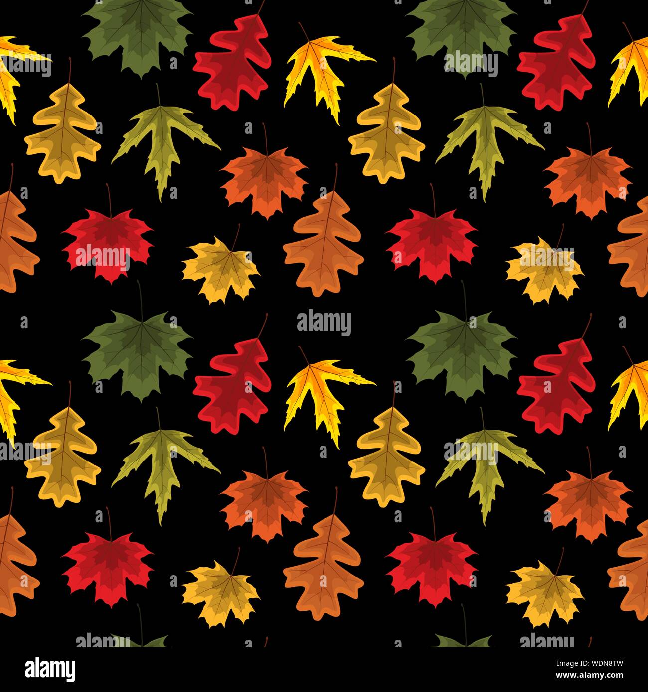 Autumn Leaves Seamless Pattern Background Vector Illustration Stock ...