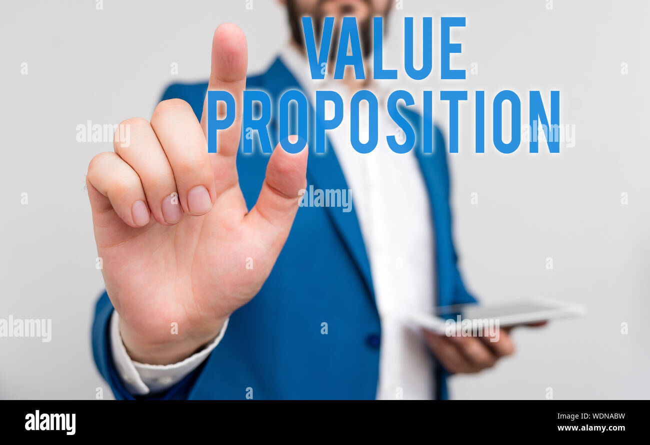 Conceptual hand writing showing Value Proposition. Concept meaning ...