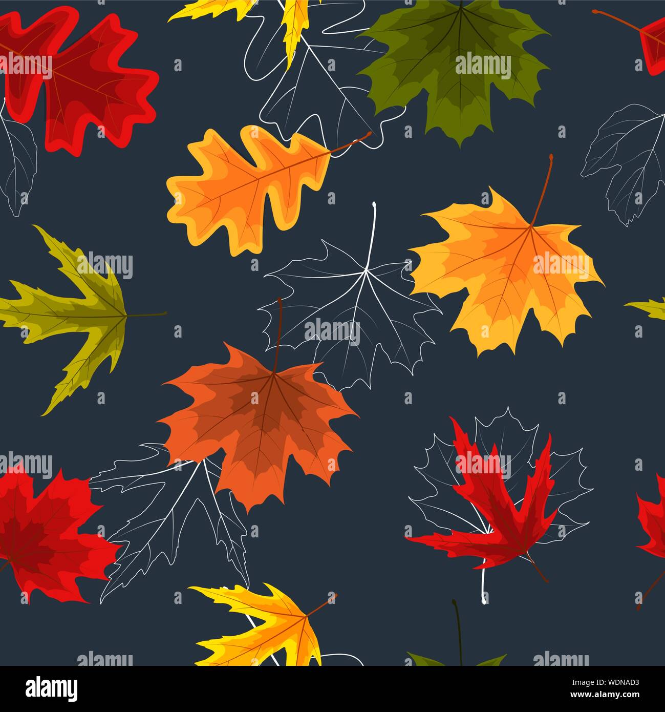Autumn Leaves Seamless Pattern Background Vector Illustration Stock ...