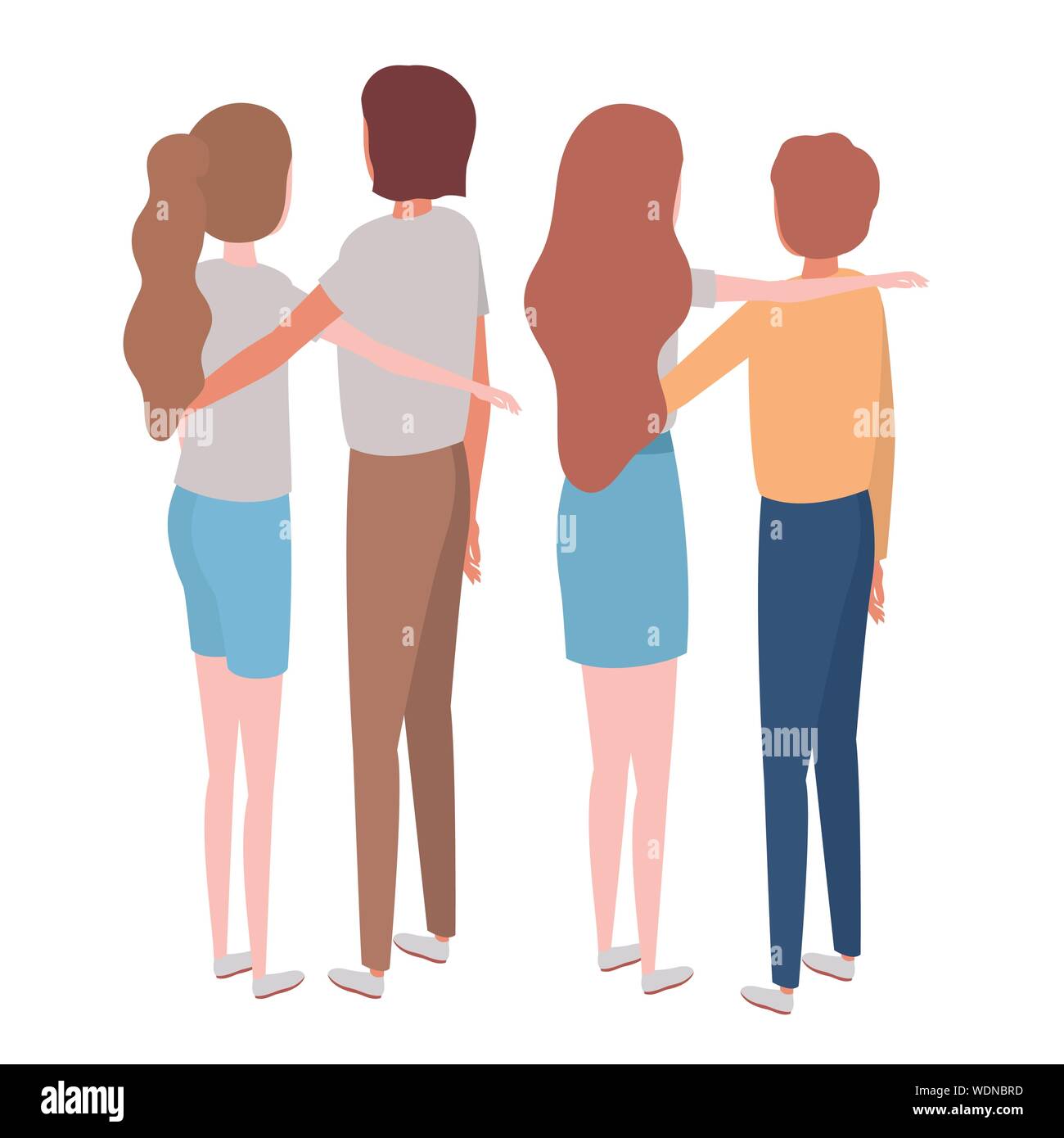 group of people in back position on white background Stock Vector Image ...