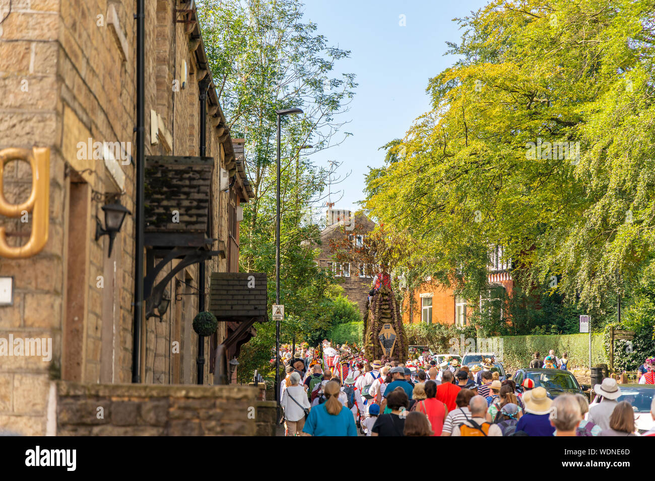 Procession at the Saddleworth Rushcart Festival in the village of ...