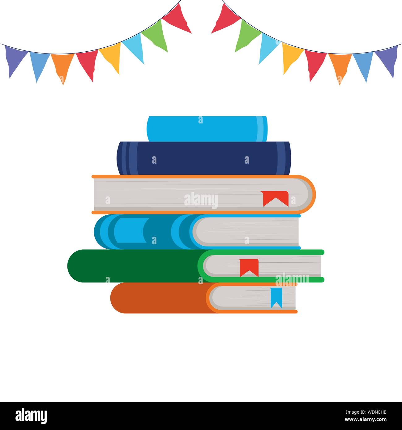 Group of books and banner pennant design vector illustration Stock ...