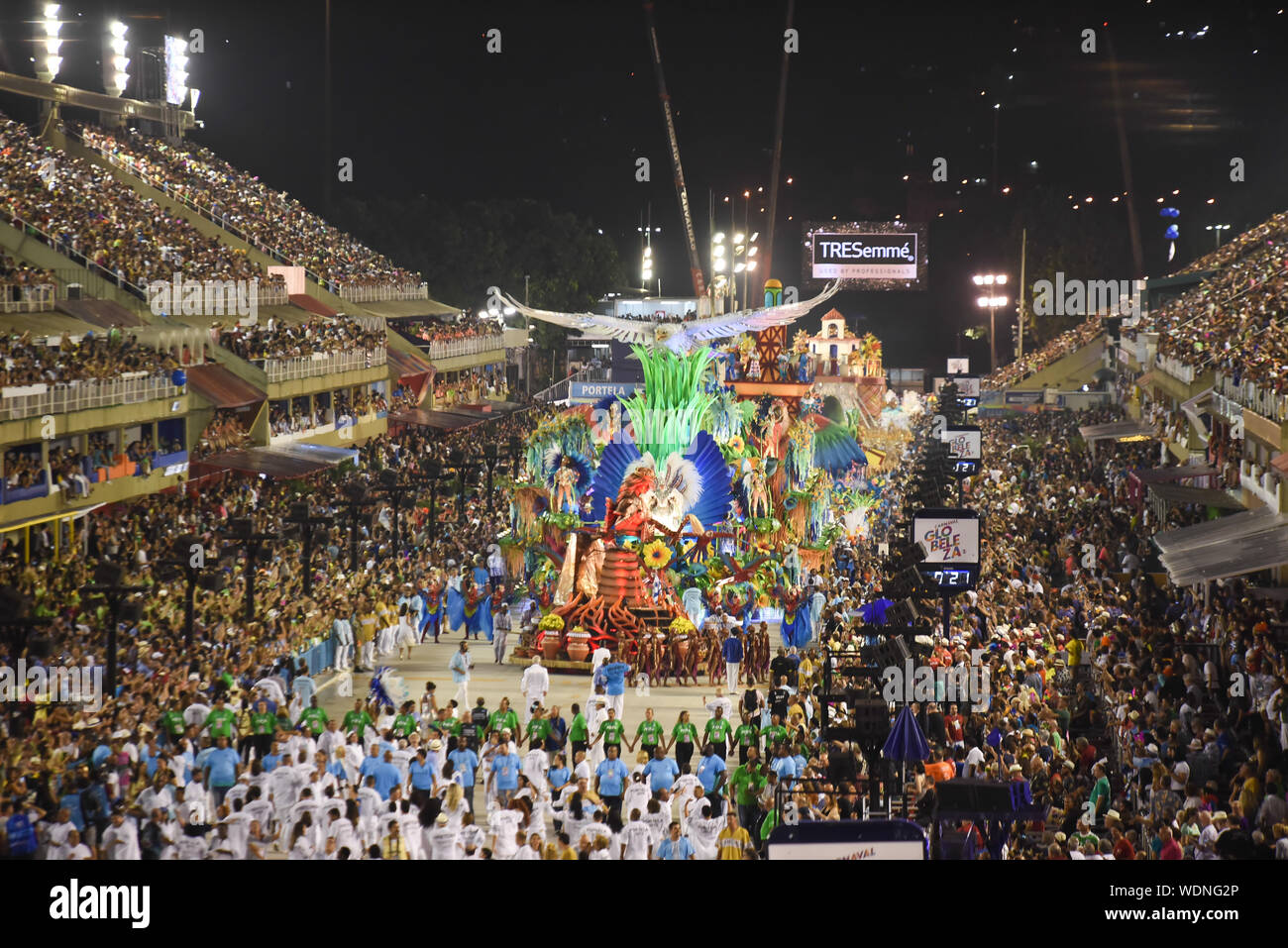 RIO DE JANEIRO, BRAZIL, MARCH, 9, 2019: parade of samba school portela ...