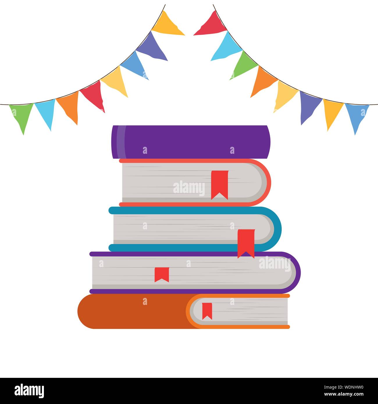 Group of books and banner pennant design vector illustration Stock ...