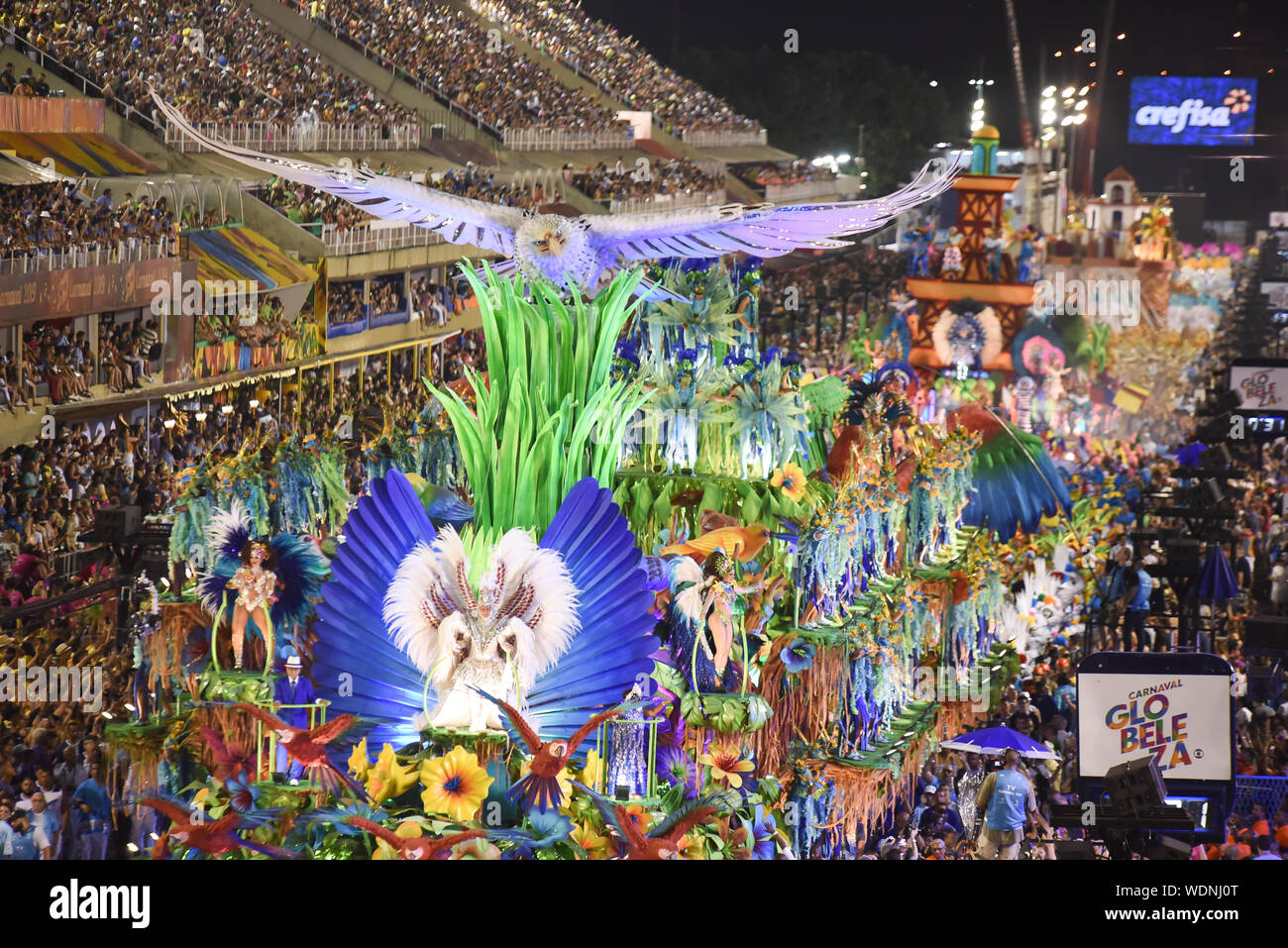 RIO DE JANEIRO, BRAZIL, MARCH, 9, 2019: parade of samba school portela ...