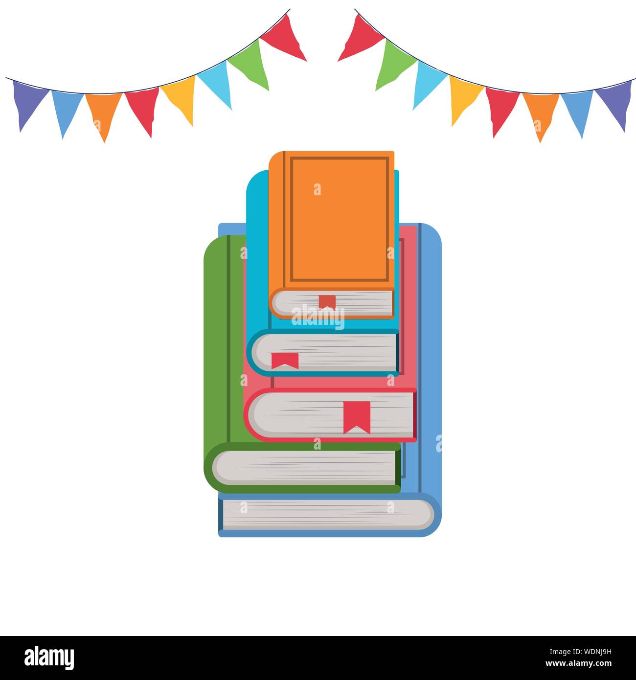 Group of books and banner pennant design vector illustration Stock ...