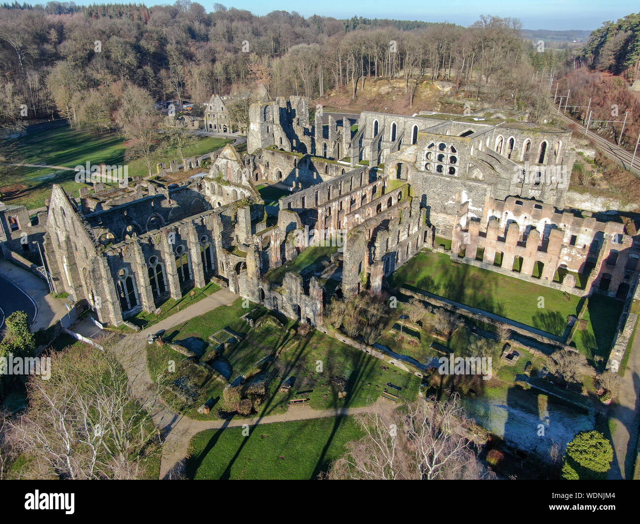 Aerial view of Villers Abbey ruins, an ancient Cistercian abbey located ...