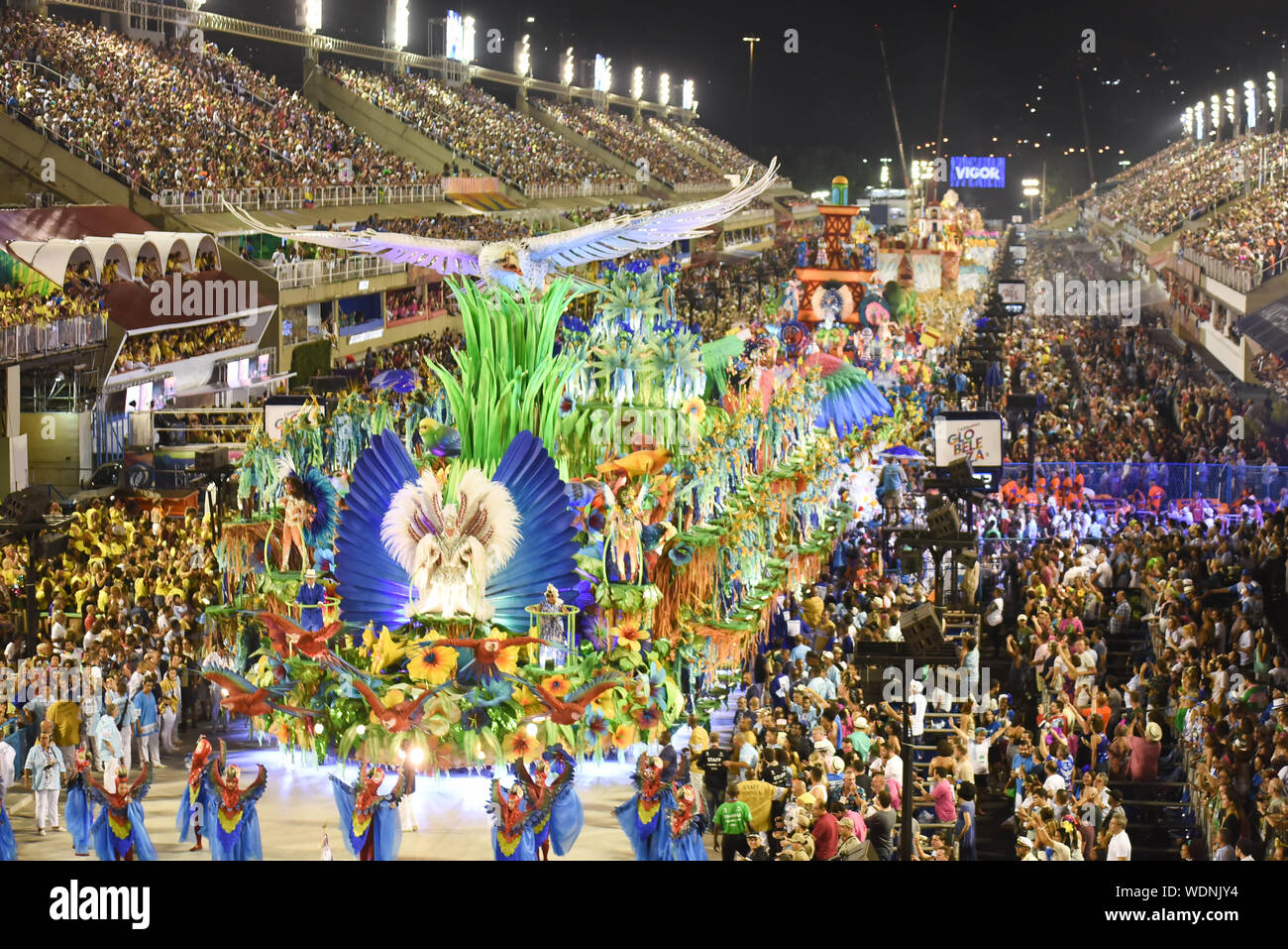 RIO DE JANEIRO, BRAZIL, MARCH, 9, 2019: parade of samba school portela ...