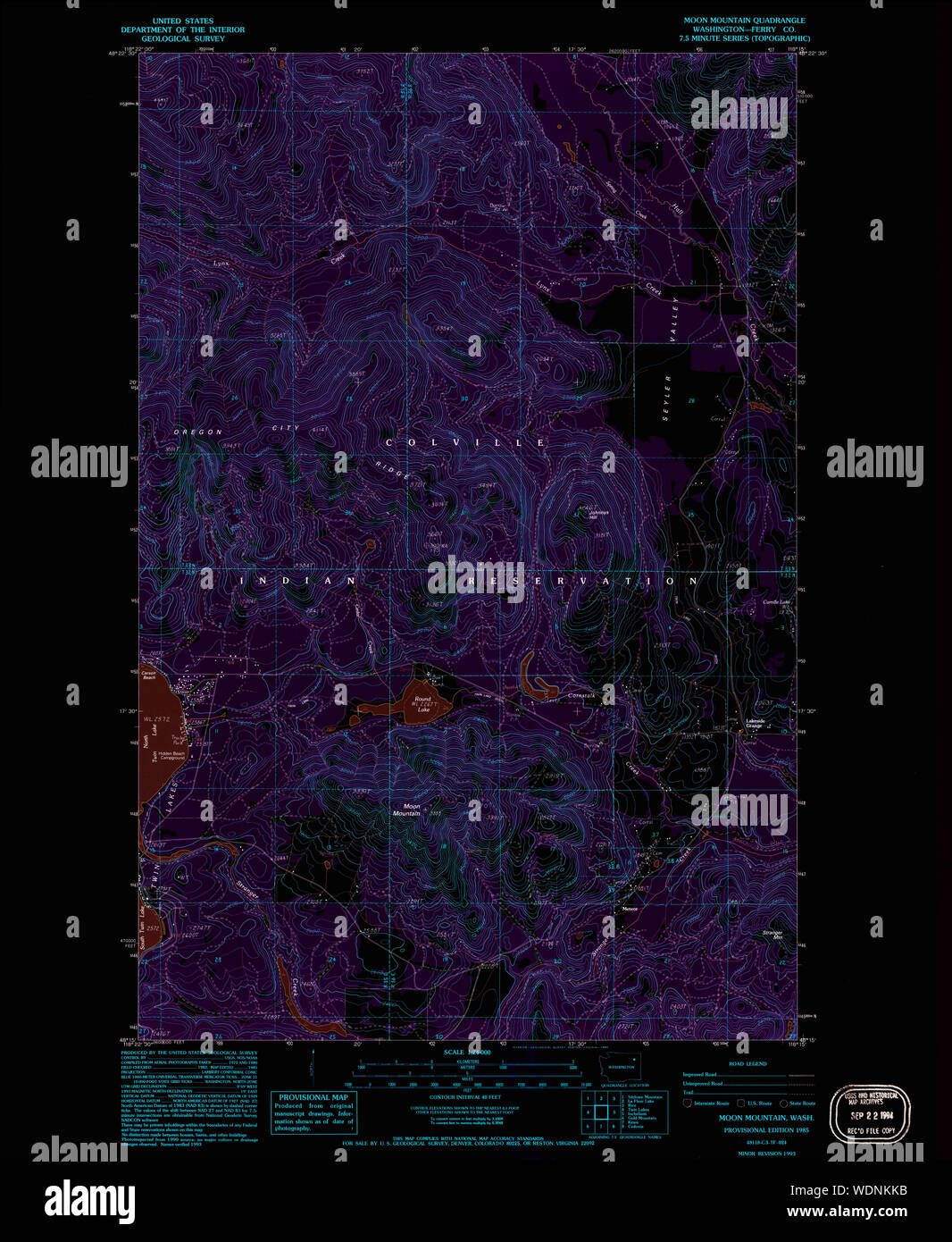 USGS Topo Map Washington State WA Moon Mountain 242398 1985 24000 ...