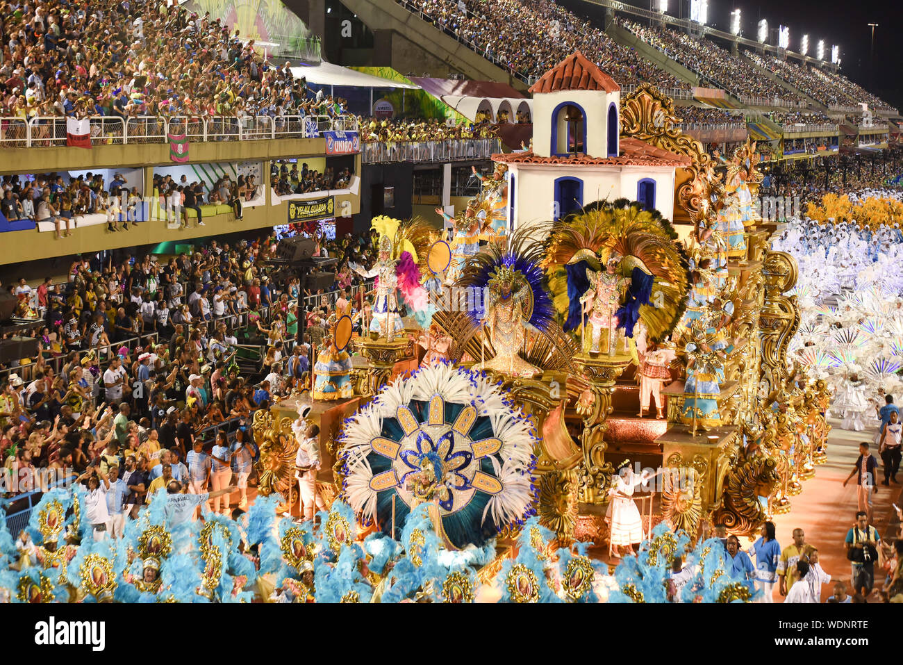 RIO DE JANEIRO, BRAZIL, MARCH, 9, 2019: parade of samba school portela ...